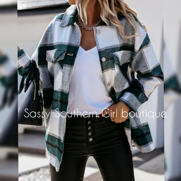 Sassy Southern Girl Boutique | Jackets & Coats | Thick Shacket Green ...